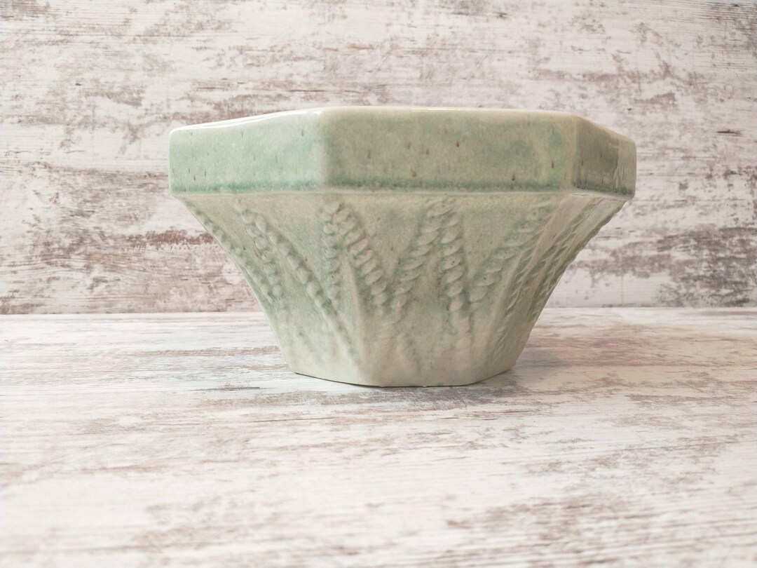 Haeger Pottery Flower Pot: Octagon Sage Green Vase, Marked USA - Etsy