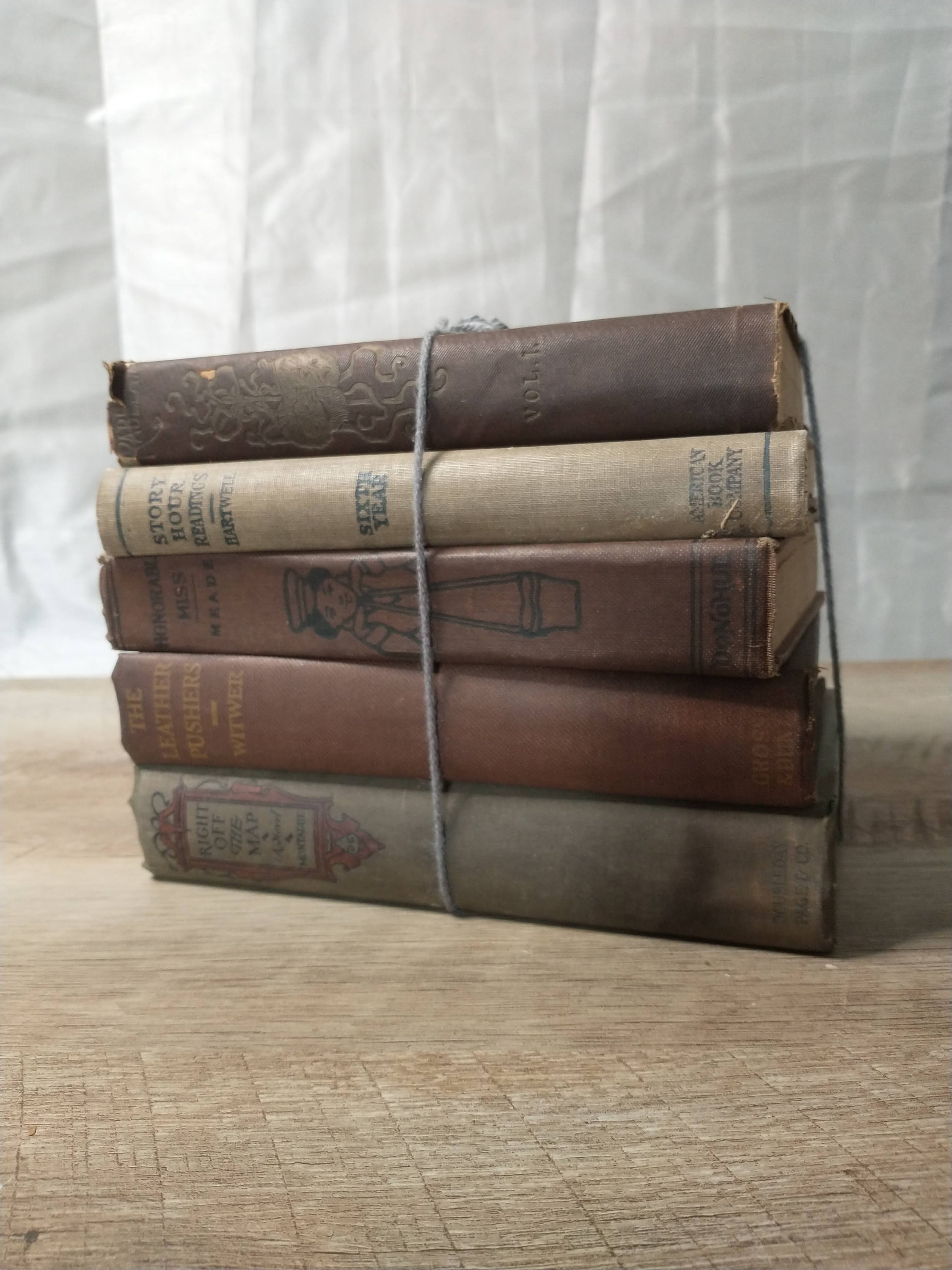 Antique Book Stack Decor Vintage Neutral Browns Stack of - Etsy