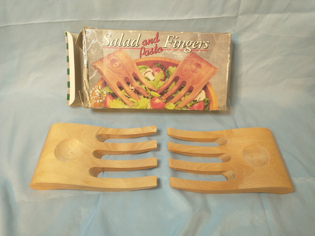 Wooden Salad & Pasta Fingers in Original Box | Wooden Salad Tossing ...