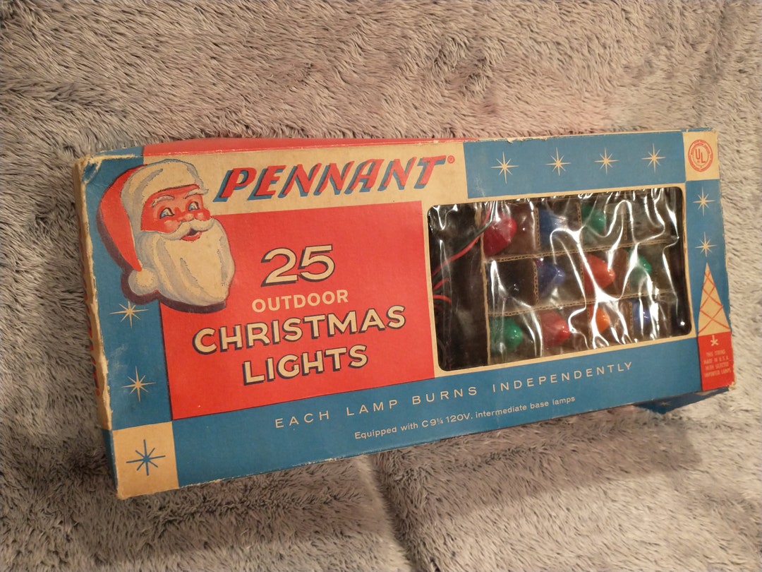 Vintage Pennant Christmas Lights in Original Box Vintage Holiday ...