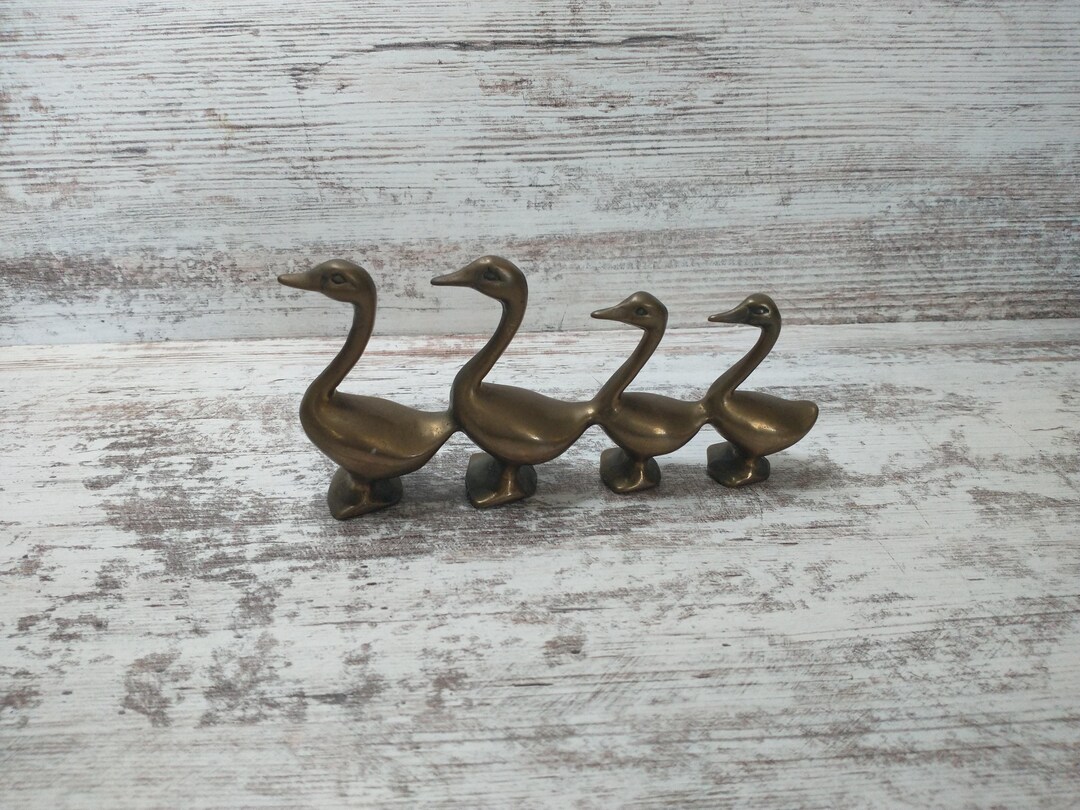 Brass Duck Family Figurine | Brass Figurine of Ducks | Vintage Brass ...