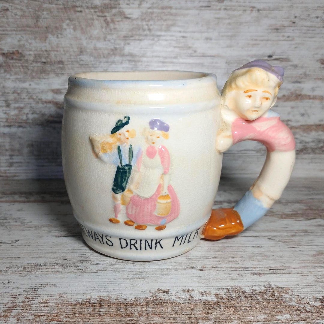 Vintage "always Drink Milk" Children's Mug - Retro Farmhouse Nursery ...