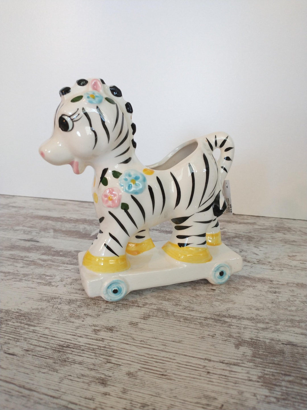 Napco-style Zebra Planter | Vintage Baby Planter | Vintage Zebra ...