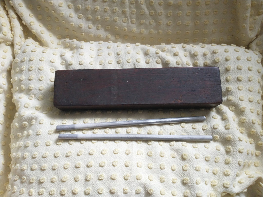 Antique Oil Honing Stone: Hand Carved Wooden Box, Sharpening Rods - Etsy
