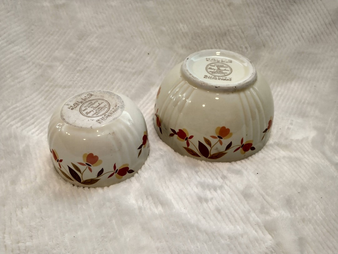 Hall Pottery Autumn Leaves Set of 2 Bowls Hall Pottery Dish Leaf Dishes ...