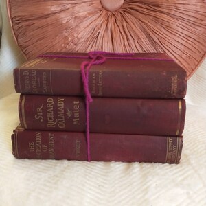 Antique Book Stack Decor Vintage Burgundy Colored Stack of Books ...