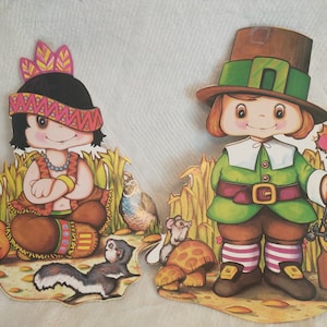 Pilgrim/indian Fall Cutouts | Retro Fall/thanksgiving Cutouts | Vtg ...