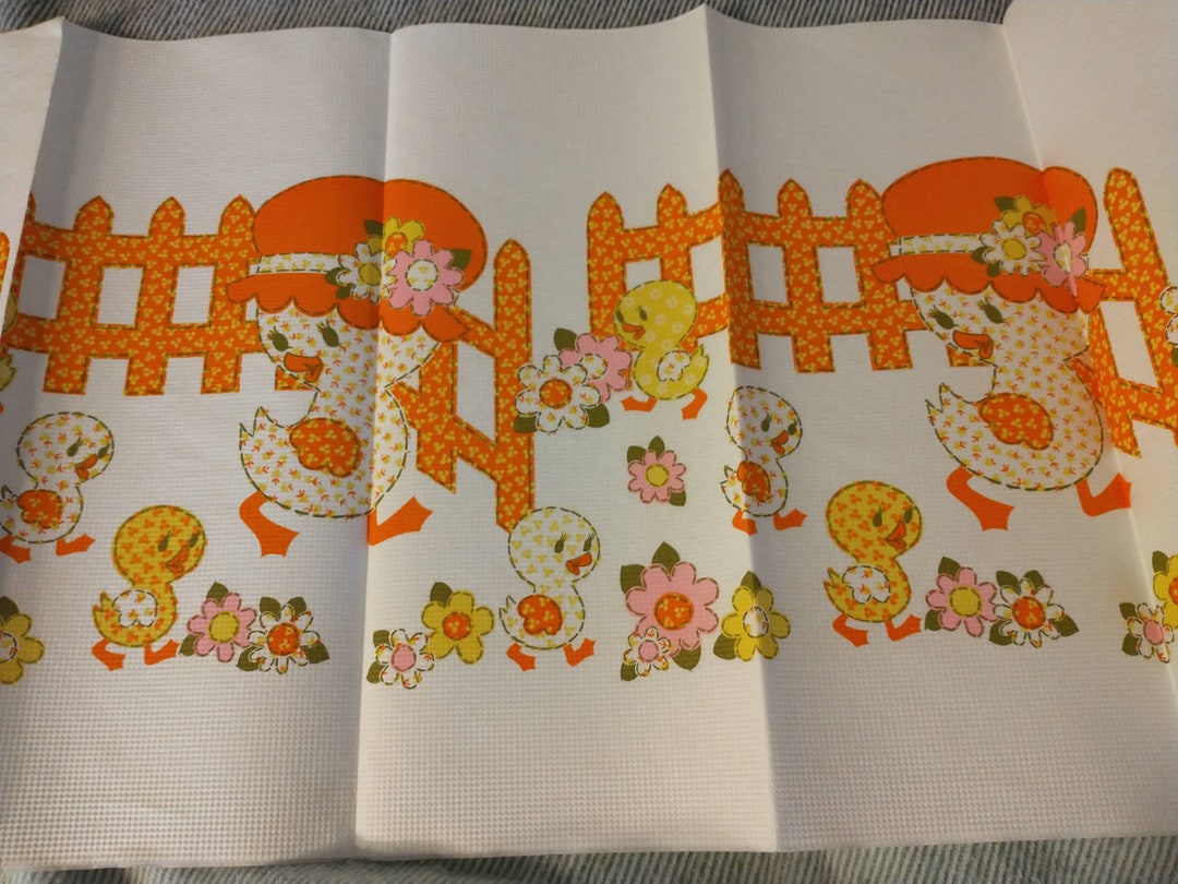 1970s Vibrant Orange and Yellow Ducks Tablecloth | Vintage Easter Party ...