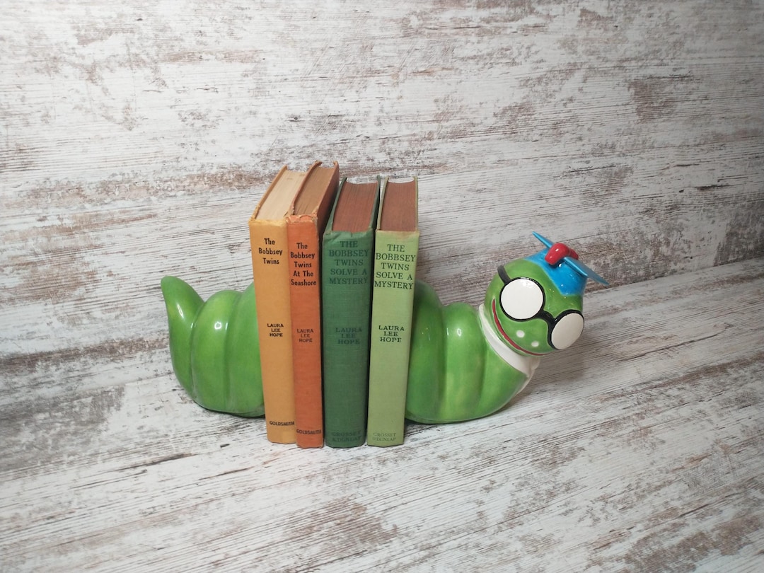 Handmade Ceramic Bookworm Bookends: 1981 Vintage Kids Decor - Etsy