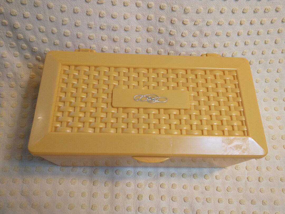 Vintage Yellow Plastic Storage Box: Basket Weave Design - Etsy