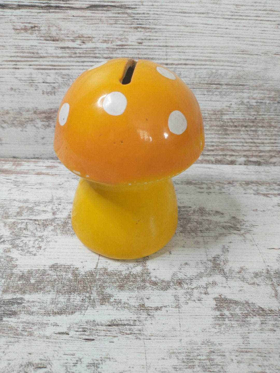 Vintage Mushroom Piggy Bank | Vintage Orange and Yellow Mushroom Bank ...