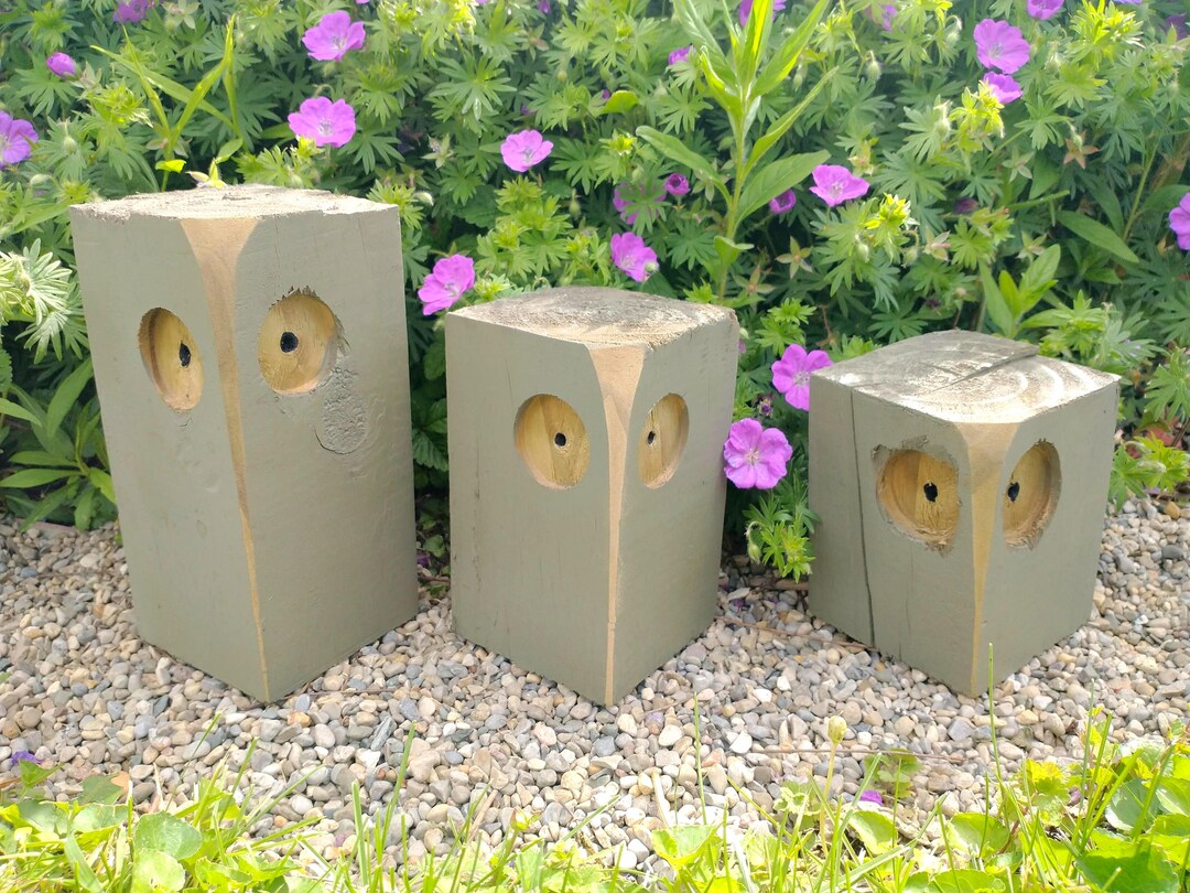 Handmade Wooden Owl Family Set: Rustic Farmhouse Garden Decor - Etsy