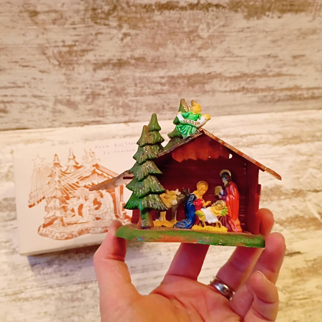 Vintage 60s Miniature Plastic Nativity Scene With Cloche - Etsy