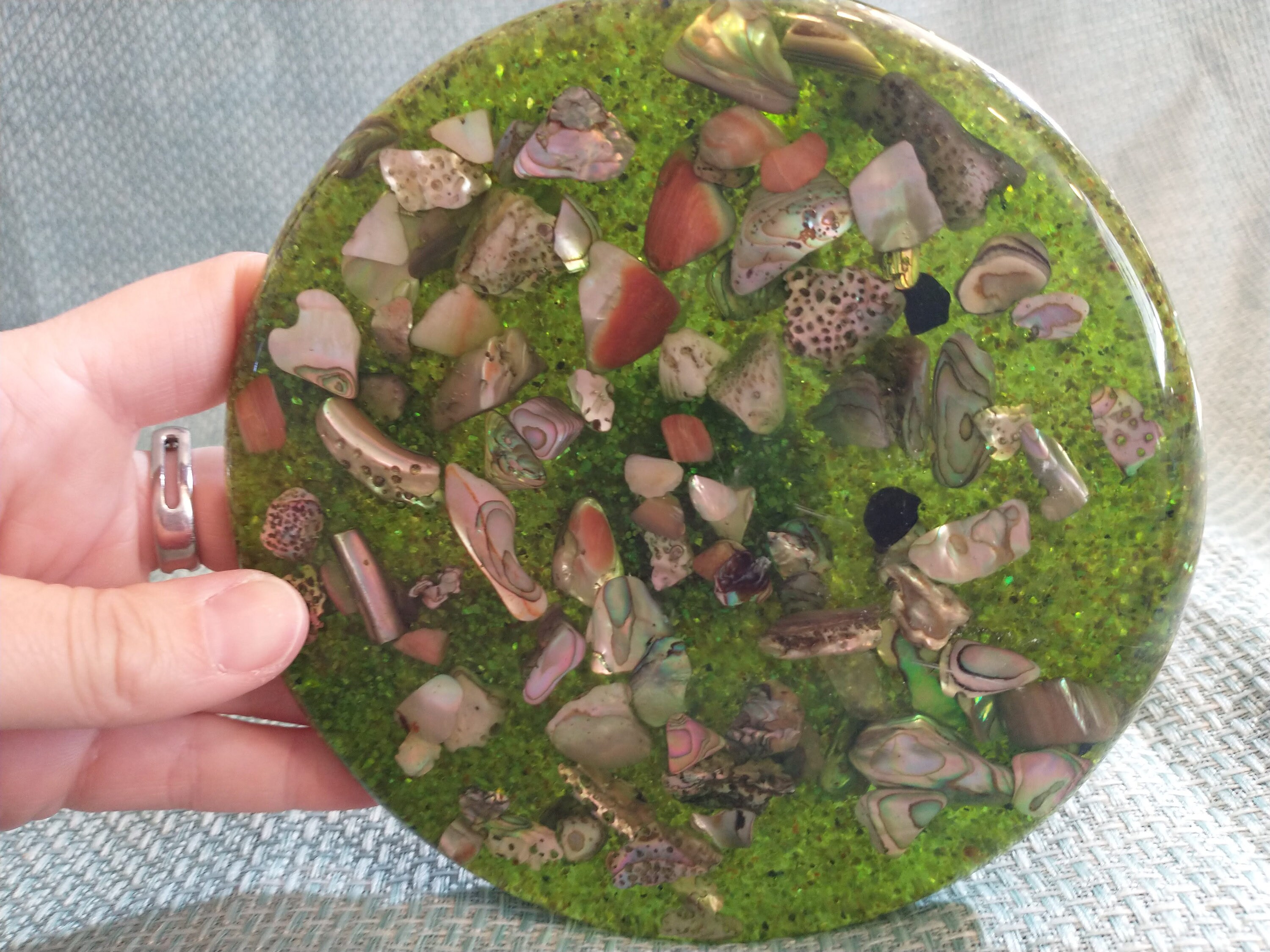 Vintage Green Lucite Abalone Shell Trivet: Coastal Kitchen Decor - Etsy