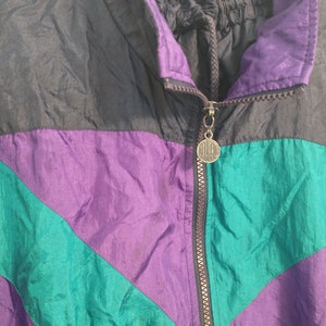 90s Wind Suit | Vtg 80s Track Suit | Purple, Aqua & Black Matching ...