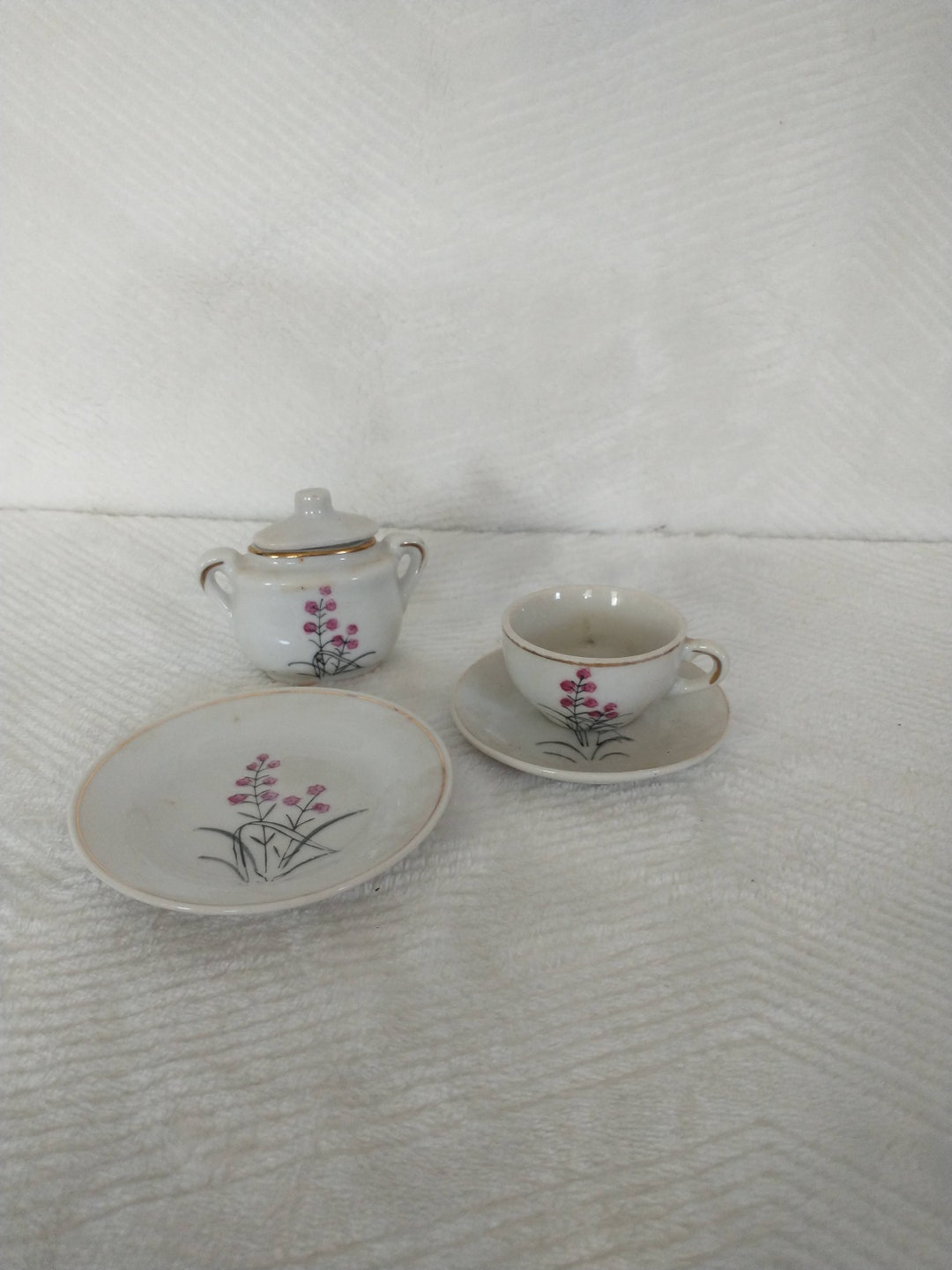 Japan Miniature Tea Set Dishes | Vintage Ceramic Miniatures Plates/cup ...