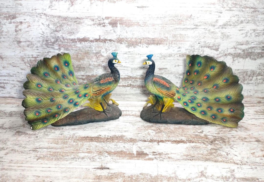 Vintage Artmark Ceramic Peacock Figurines: Mid-century Modern Home ...