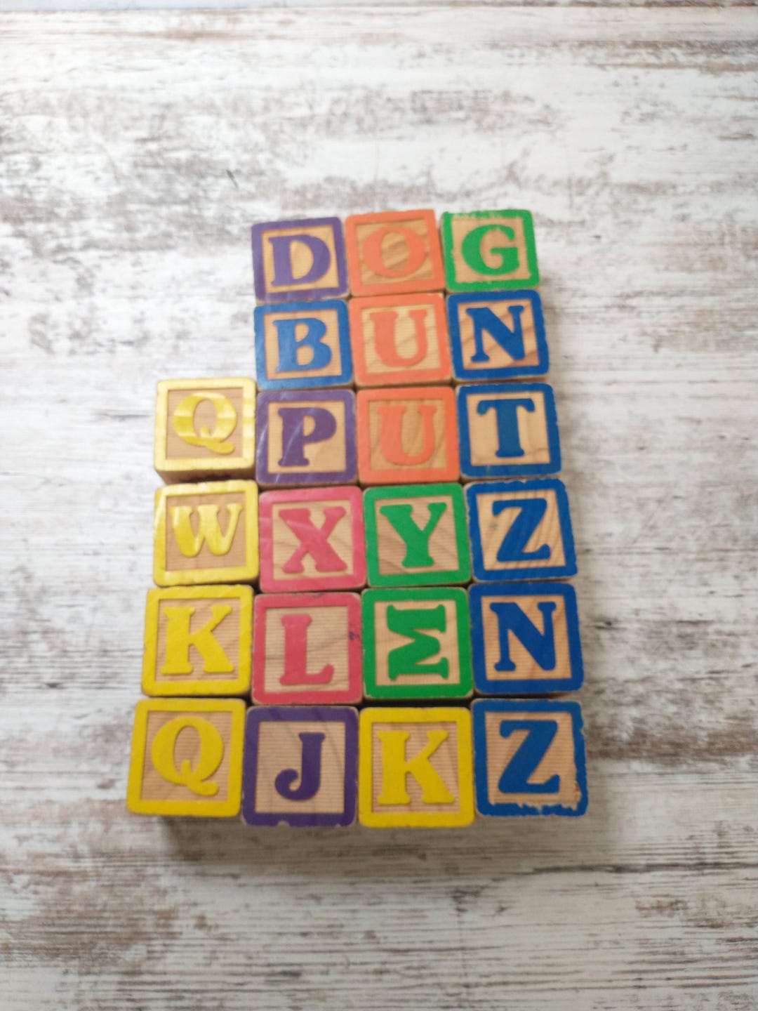 Vintage Wooden Blocks | Retro Rainbow Wooden Letter Blocks 2" | 80s ...