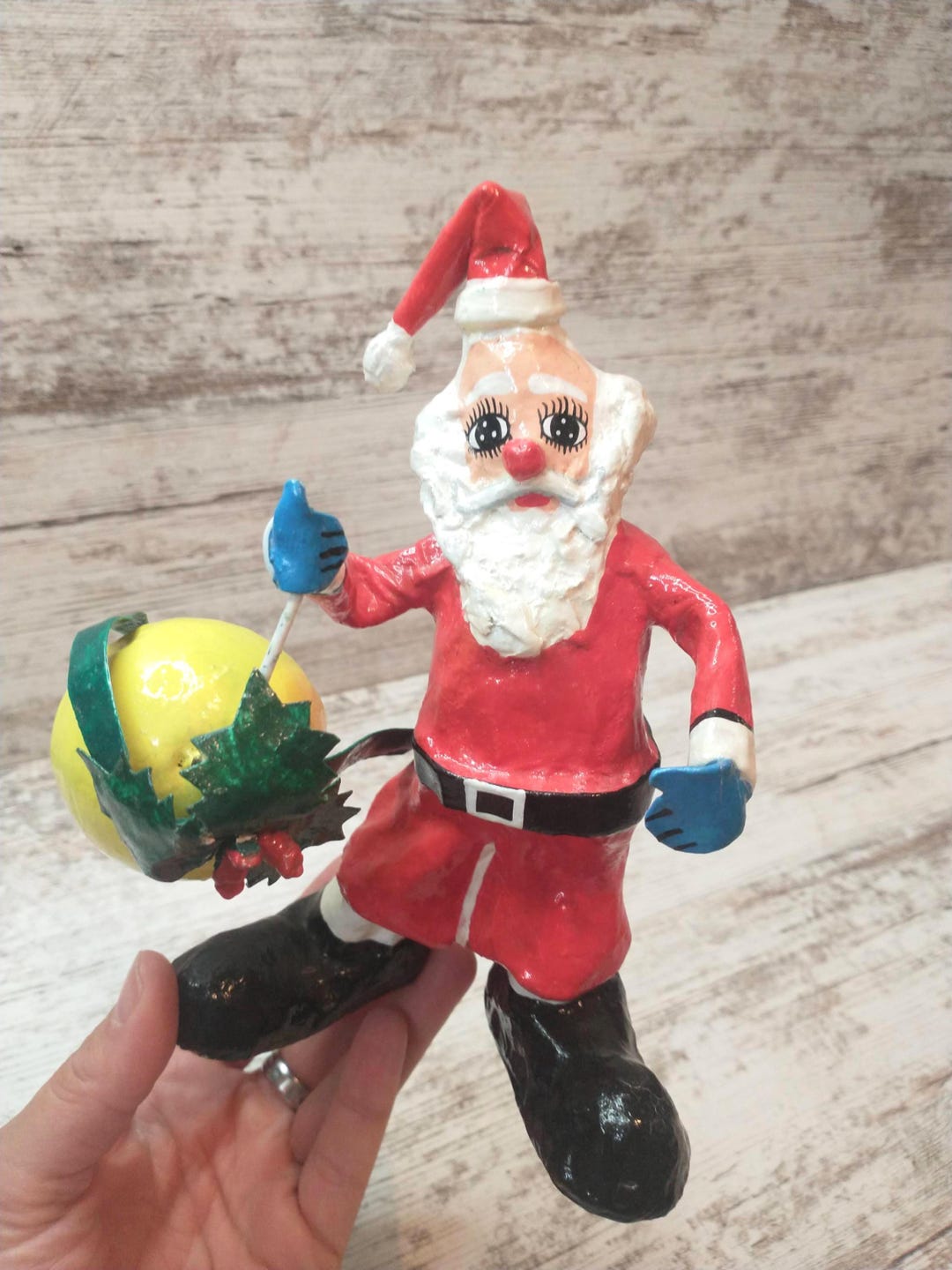 Vintage 80s Paper Mache Santa Figurine: Retro Christmas Decor - Etsy