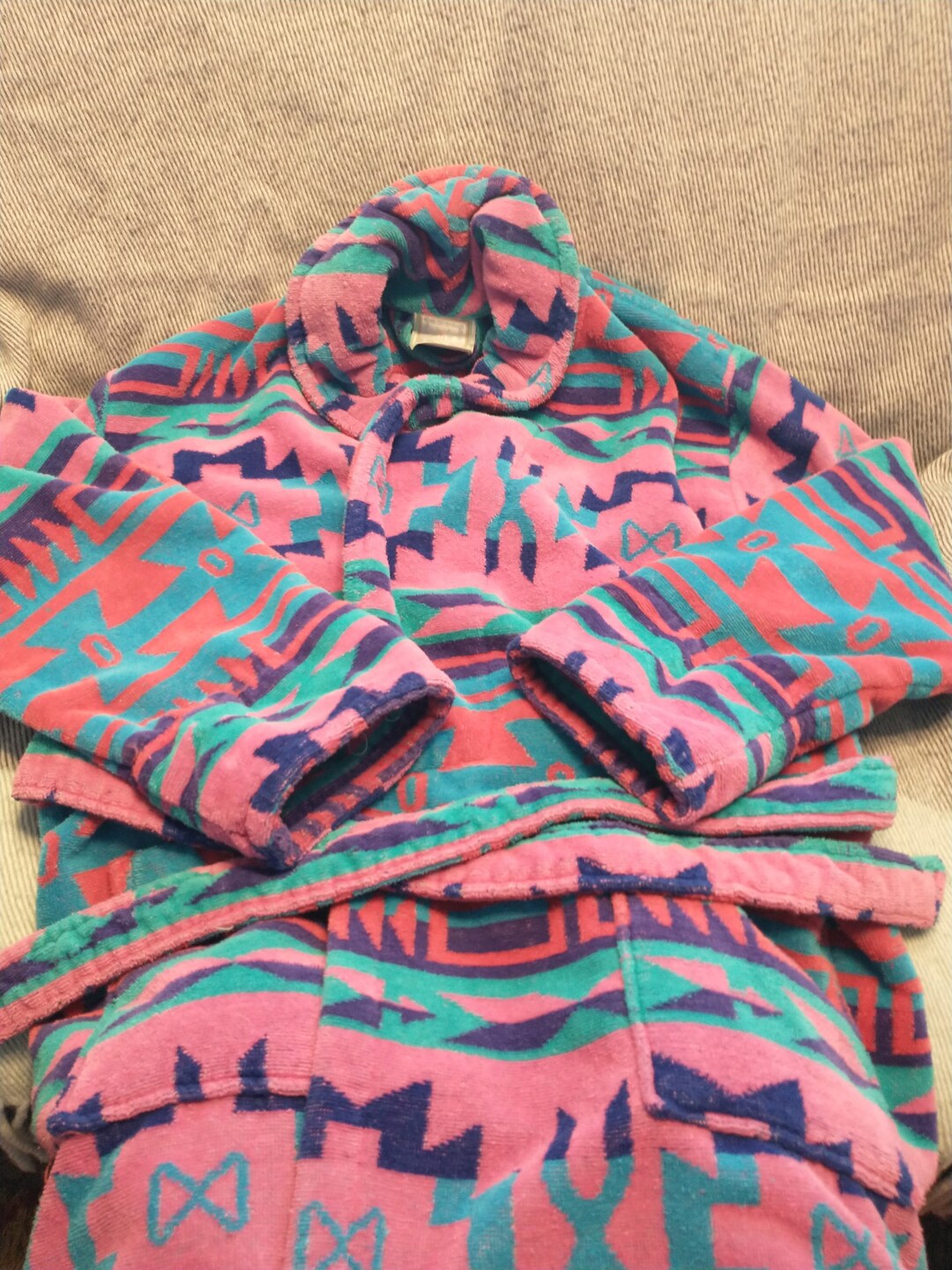 TJ Lawford Turkish Cotton Aztec Style Bath Robe Size L Vintage Heavy ...
