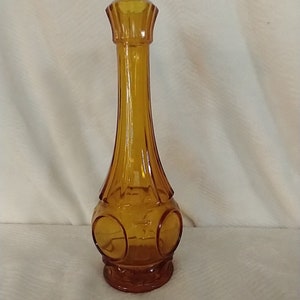 1970s Wheaton Glass Bullseye 9" Vase | Amber Glass 9" Wheaton Vase ...