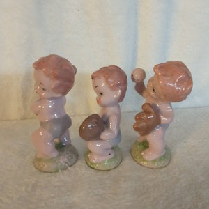 Japan Baby Figurines in Various Baseball Positions | Vintage Big Eyed ...