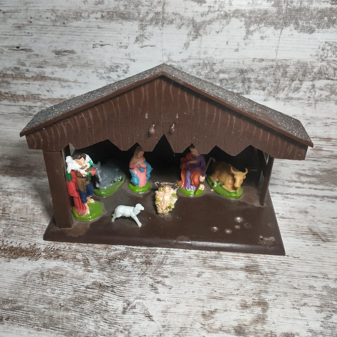 Vintage 60s Miniature Plastic Nativity Scene With Cloche - Etsy