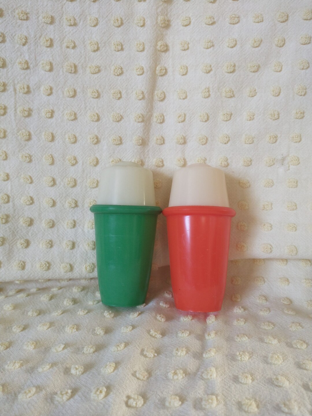 1950s Salt and Pepper Shakers Plastic Orange Green 50s Salt and Pepper ...