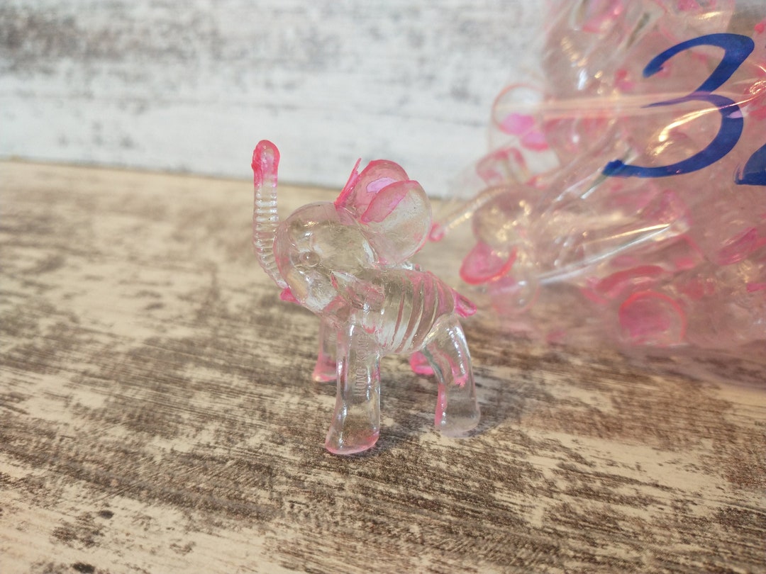 Plastic Miniature Elephants | 32 Ct Vintage Pink and Clear Elephants ...