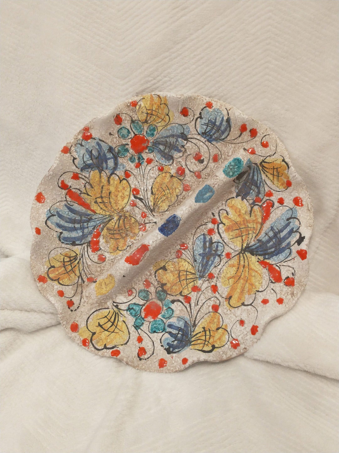 Enesco Textured Pottery Dish: Vintage Glazed Console Bowl - Etsy