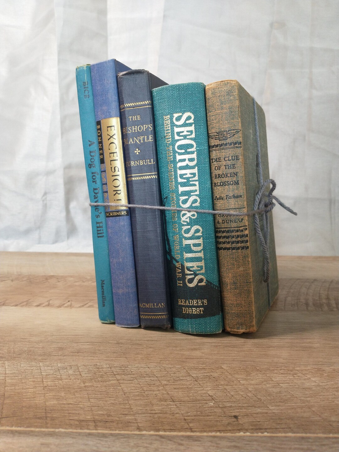 Blue Vintage Book Stack: Shelf Decor, Wedding Display - Etsy