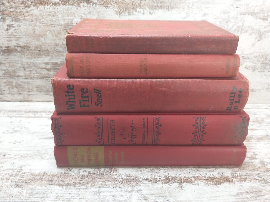 Vintage Red Book Stack: Decorative Display Books - Etsy