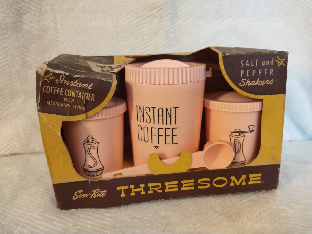 Serv-rite Threesome Instant Coffee, Salt and Pepper Shakers Bonus Scoop ...