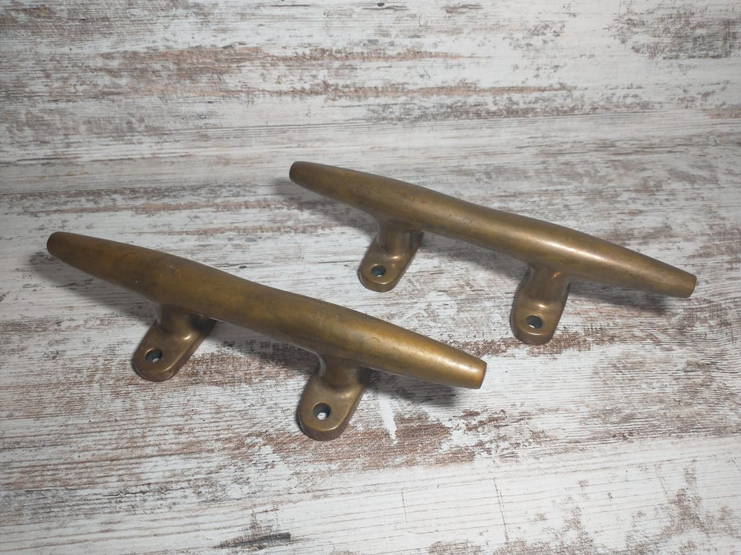Set of 2 Vintage HEAVY Brass Handles | Nautical/maritime Cleat/chock ...