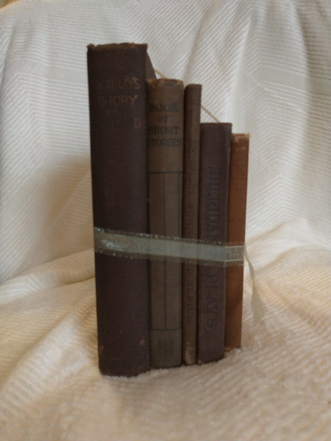Antique Book Stack Decor Vintage Neutral Browns Stack of Books ...