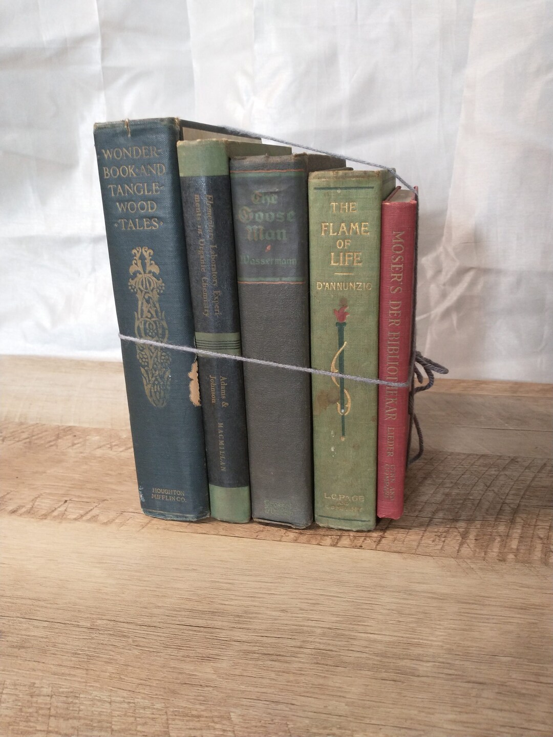 Wedding Book Stack Decor | Vintage Red & Green Stack of Books ...