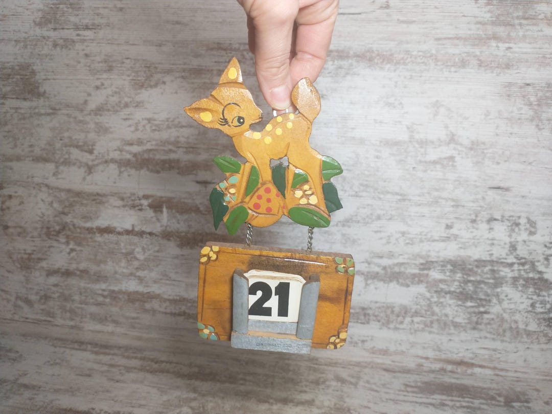 1950s Wooden Bambi Calendar | Vintage Walt Disney's Bambi Wooden ...