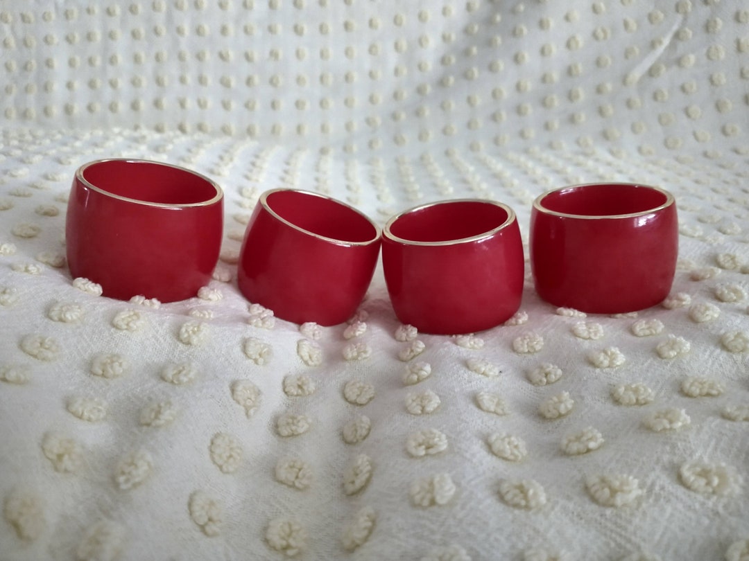 Red Napkin Rings | Red Kitchen Decor | Red & Gold Napkin Rings ...