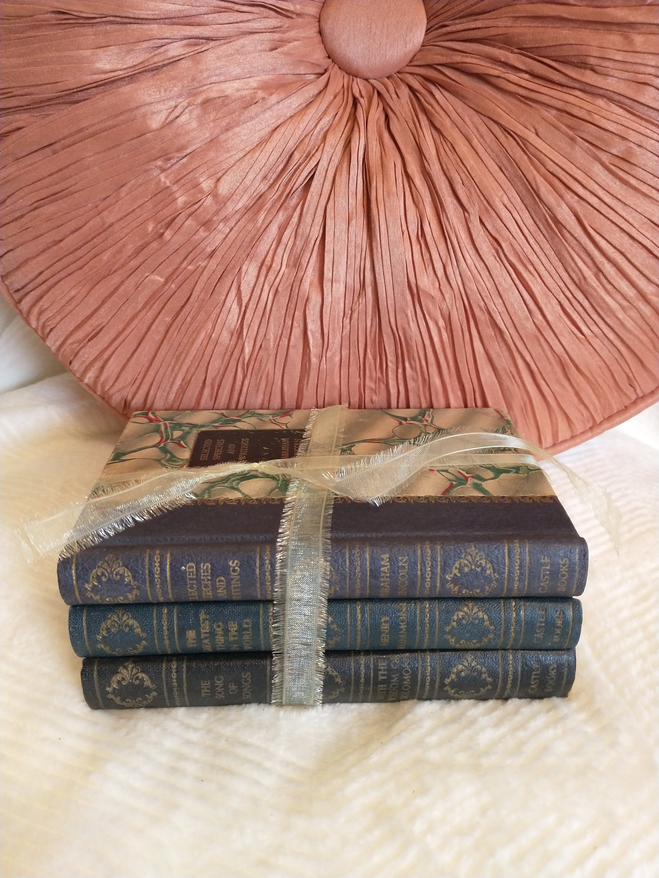 Antique Book Stack Decor Vintage Blue and Gold Stack of - Etsy