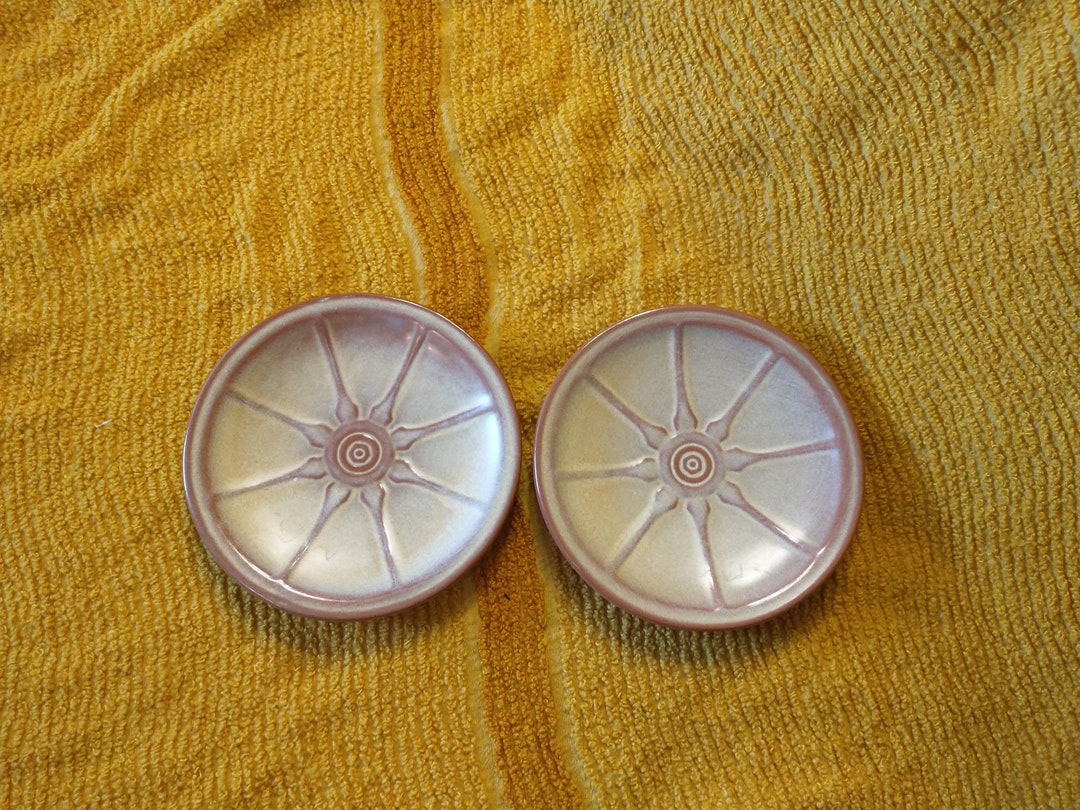 Vintage Frankoma Pottery Saucer Set: Creamy Sunburst Pattern - Etsy