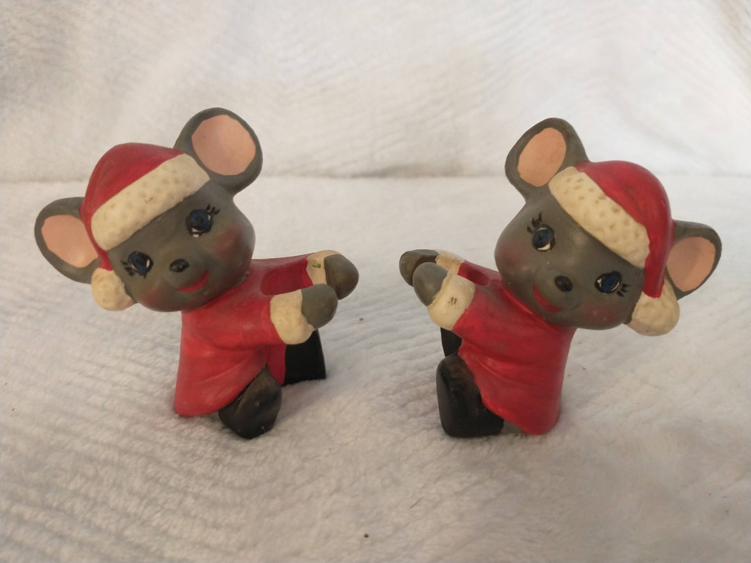 Vintage Christmas Mice Candle Huggers - Santa Mice Pair - Etsy
