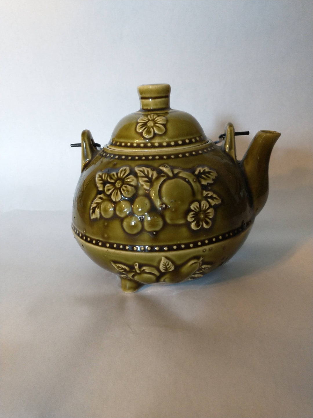 Japanese Ceramic Tea Pot With Spring Handle | Vintage Tea Pot | Vintage ...