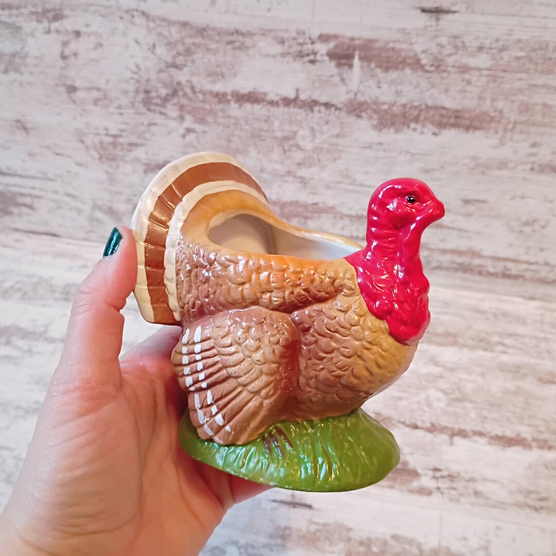 Hand Painted Turkey Planter: Vintage Thanksgiving Decor - Etsy
