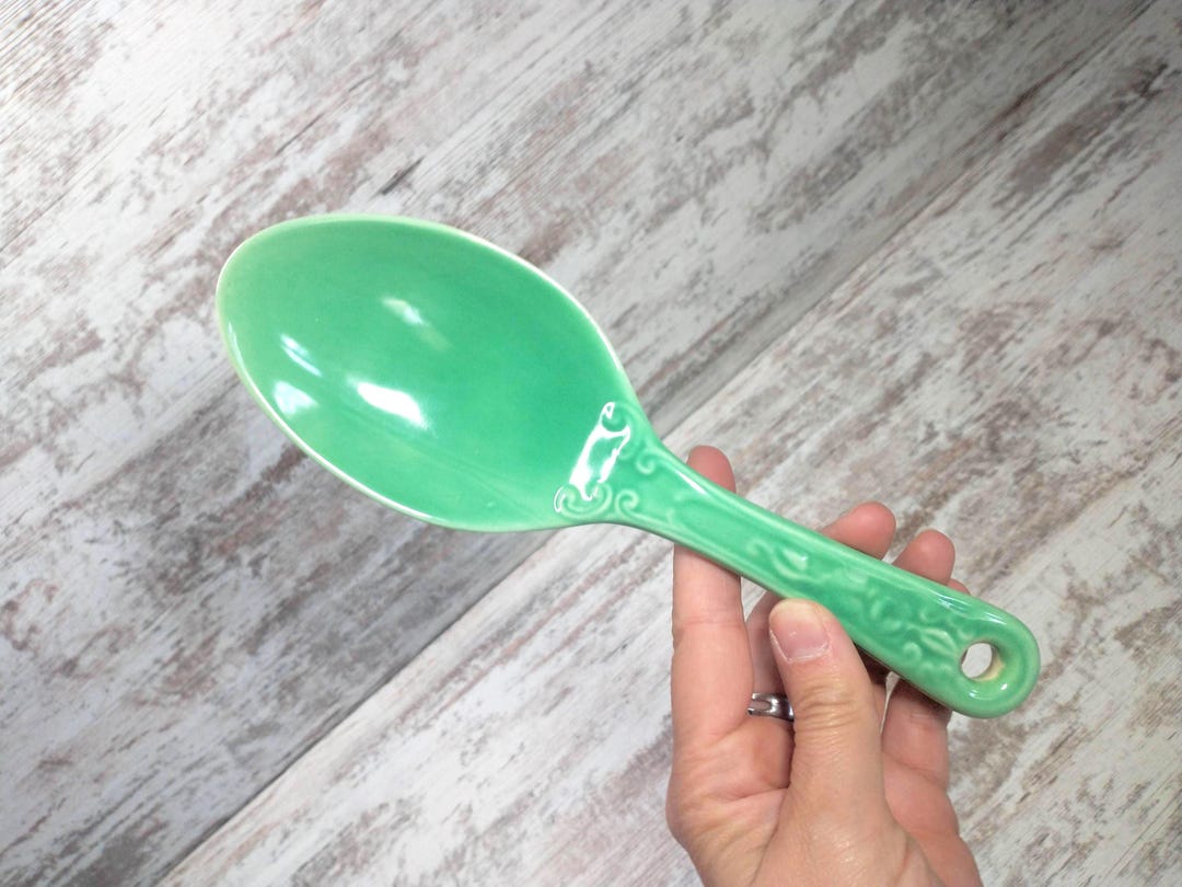 Vintage Fiestaware Jadeite Green Art Deco Spoon Rest | Ceramic Spoon ...