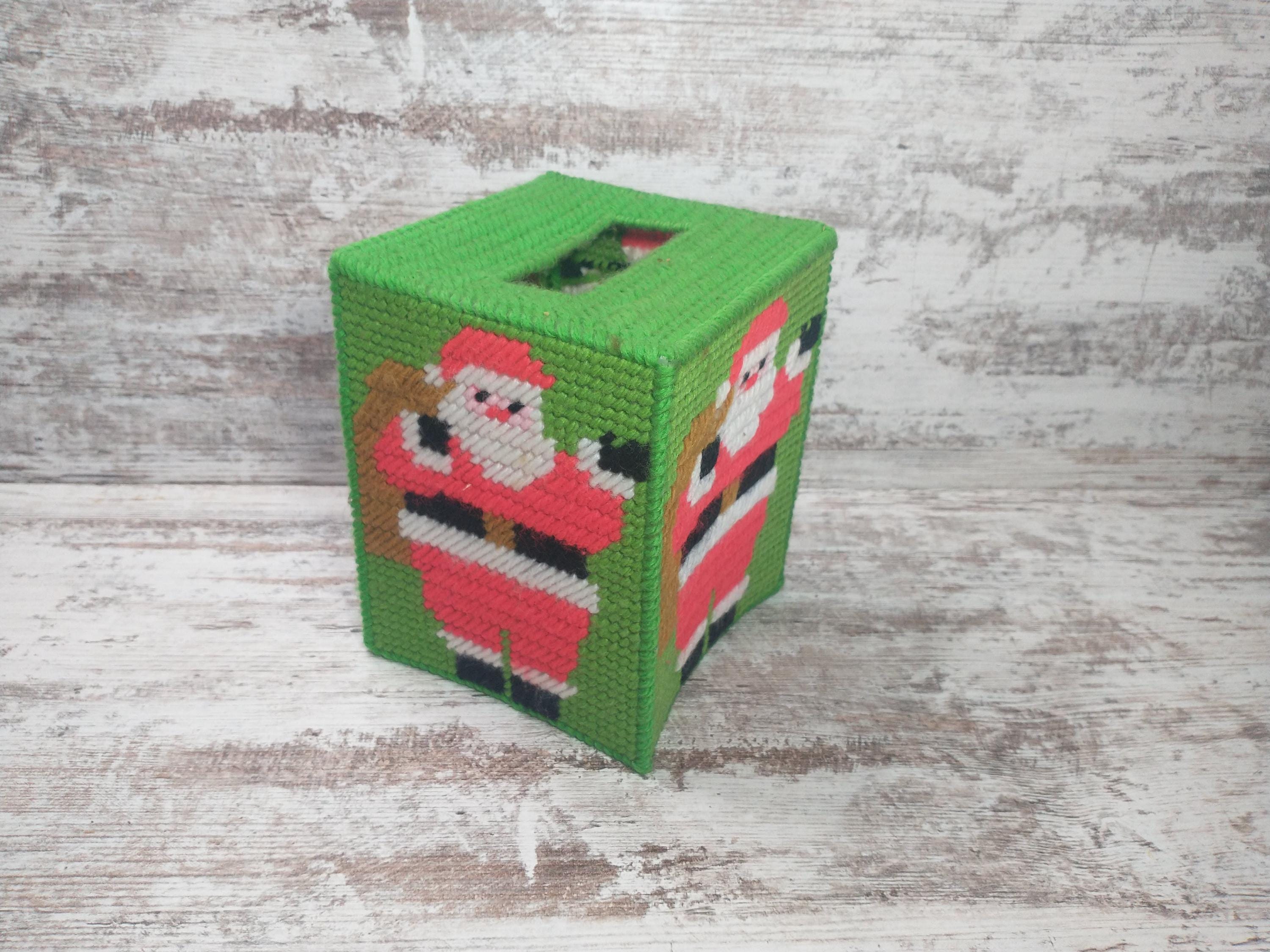 Vintage Yarn Art Santa Tissue Box Cover: Handmade Christmas Decor - Etsy