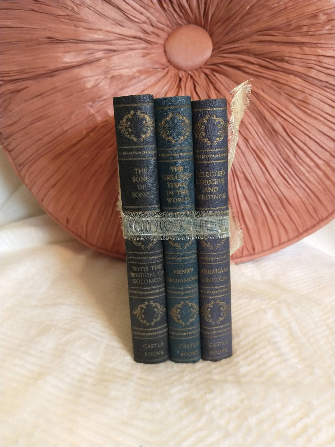 Antique Book Stack Decor Vintage Blue and Gold Stack of Books ...