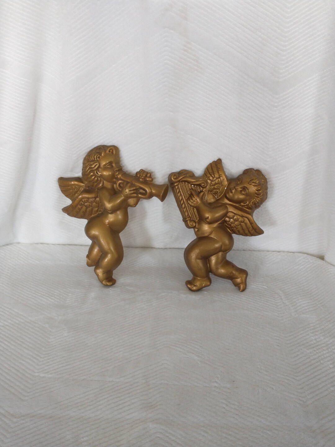 Gold Cherub Wall Decor | Vintage Gold Angel Decor | Vintage Japan Gold ...