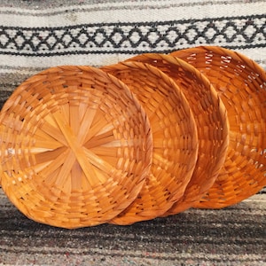 Orange Wicker Picnic Plates | Vintage Wicker Picnic Paper Plate Holders ...