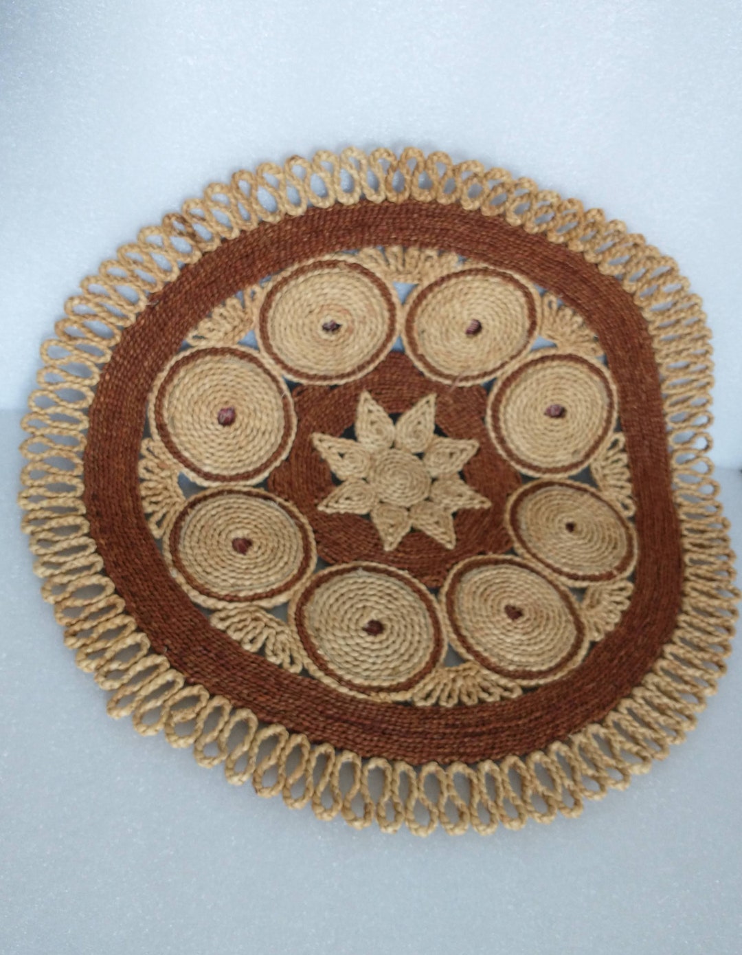Boho Wicker Trivet Centerpiece | Vintage Boho Wicker Table Centerpiece ...