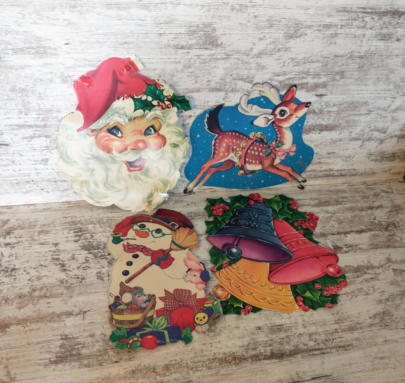 Retro Christmas Cutouts: 1970s Winter Decor, Set of 4 - Etsy